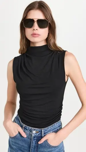 Veronica Beard Mylie Sleeveless Top - Black