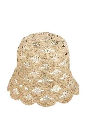 Rabanne Embellished Raffia Bucket Hat - Gold