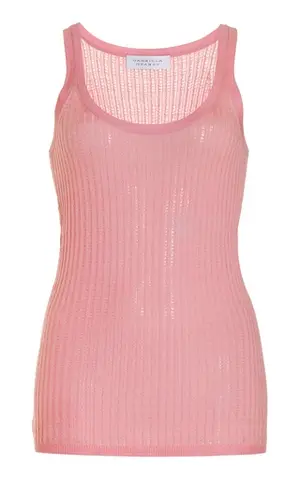 Gabriela Hearst Nevin Pointelle-Knit Cashmere-Silk Tank Top Pink