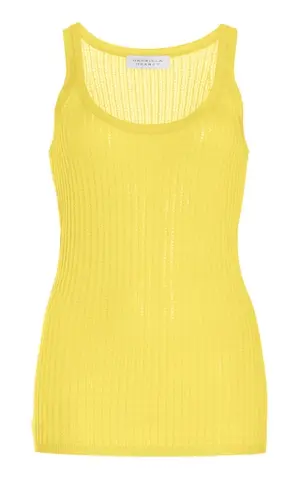 Gabriela Hearst Nevin Pointelle-Knit Cashmere-Silk Tank Top Yellow