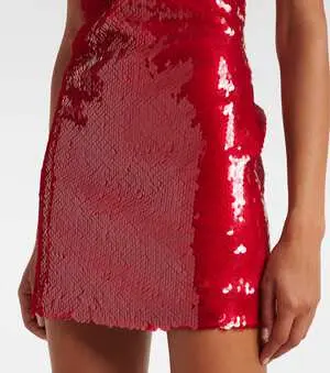 Magda Butrym Floral-applique Sequined Halterneck Mini Dress - Red
