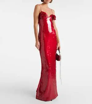 Magda Butrym Floral-applique Sequined Gown