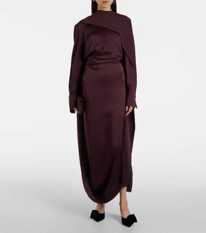 Erdem Draped Satin Midi Dress