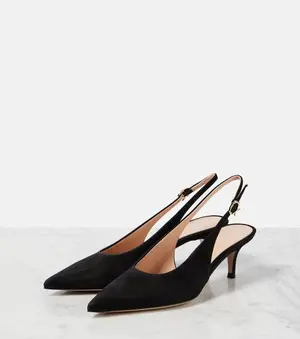 GIANVITO ROSSI Robbie 55 Suede Slingback Pumps - Black