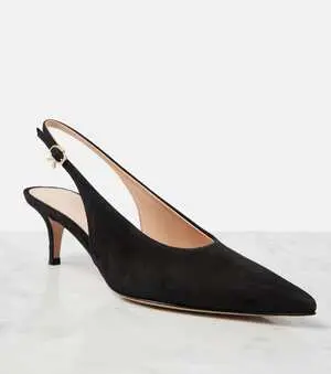 GIANVITO ROSSI Robbie 55 Suede Slingback Pumps - Black