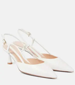 GIANVITO ROSSI Bridal Ascent 55 Leather Slingback Pumps - White