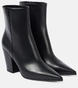 GIANVITO ROSSI Keinna 85 Leather Ankle Boots - Black