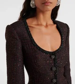 SELF-PORTRAIT Sequined Tweed Mini Dress