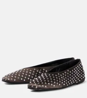 Magda Butrym Embellished Satin Ballet Flats - Brown