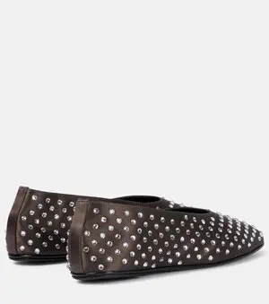 Magda Butrym Embellished Satin Ballet Flats - Brown