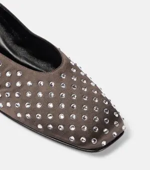 Magda Butrym Embellished Satin Ballet Flats - Brown