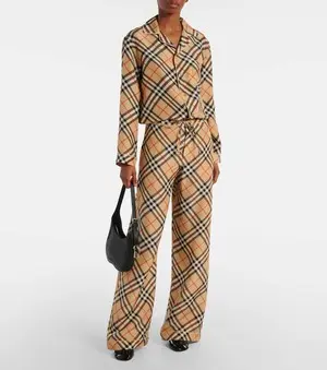 Burberry Check Silk Wide-leg Pants