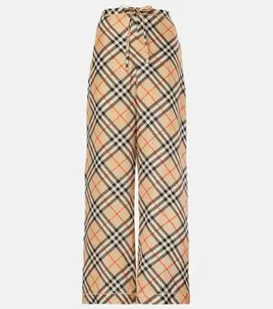 Burberry Check Silk Wide-leg Pants
