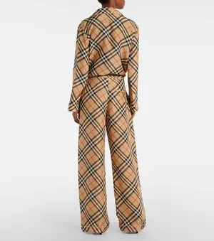 Burberry Check Silk Wide-leg Pants