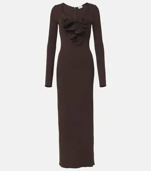Magda Butrym Floral-appliqué Maxi Dress - Brown