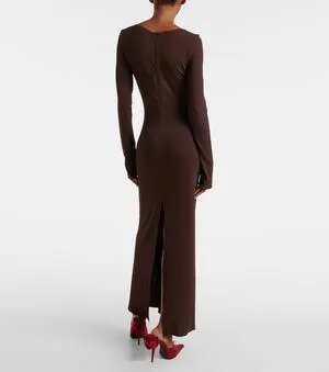 Magda Butrym Floral Appliqué Maxi Dress - Brown
