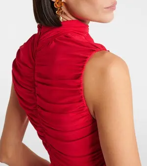 Magda Butrym Floral-appliqué Ruched Jersey Gown