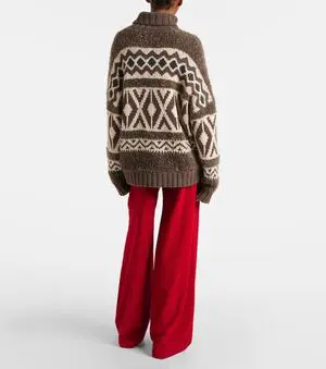 Brunello Cucinelli Jacquard Wool Turtleneck Sweater - Multicoloured