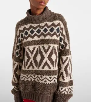 Brunello Cucinelli Jacquard Wool Turtleneck Sweater - Multicoloured
