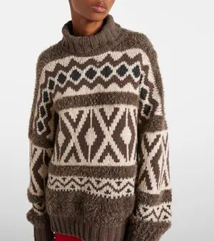 Brunello Cucinelli Jacquard Wool Turtleneck Sweater - Multicoloured