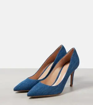 GIANVITO ROSSI 85 Denim Pumps - Blue