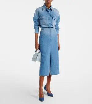 GIANVITO ROSSI 85 Denim Pumps - Blue