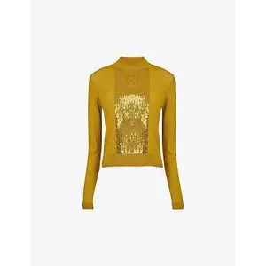 LEEM Sequin-embellished Funnel-neck Knitted Jumper