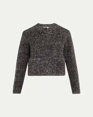 Vince Vince Herringbone Cashmere Jacket - Blackoff White Combo
