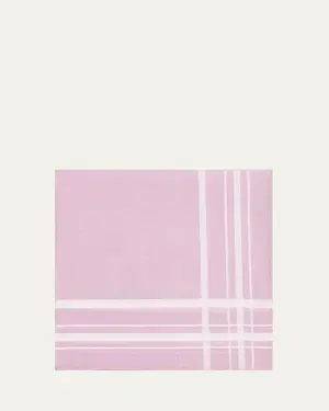 Simonnot Godard Sonata Satin Check Cotton Pocket Square - Lilac White