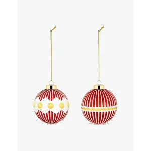 ALESSI Delight 1 Glass Christmas Baubles Set Of Two - Red