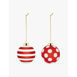 ALESSI Delight 2 Glass Christmas Baubles Set Of Two - Red