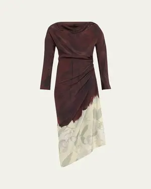 knee length dresses for ladies Maddy Colorblock Cotton Poplin Midi Dress