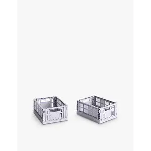 HAY Colour Stackable Mini Plastic Crates Set Of Two Lavender