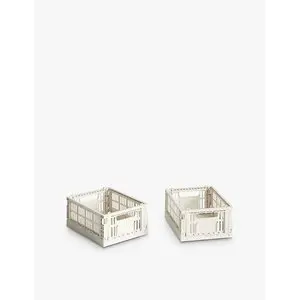 HAY Colour Stackable Mini Plastic Crates Set Of Two - Off White