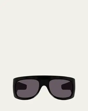 Gucci Monochrome Acetate Wrap Sunglasses - Shiny Black Mazzucchelli