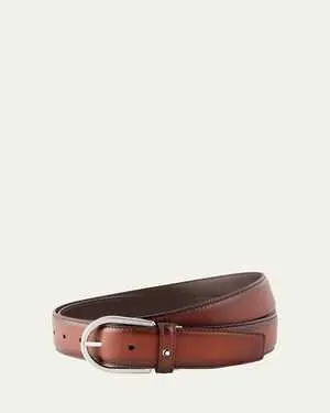 Montblanc Leather Horseshoe-buckle Business Belt - Brown