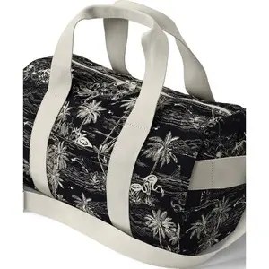 LANDS' END Canvas Weekender Duffle Bag - Black Tropical Toile