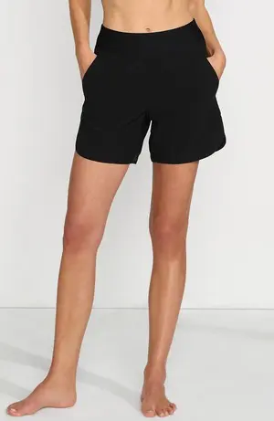 LANDS' END 5" Curvy Fit Quick Dry Board Shorts Black