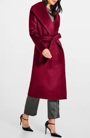 Sentaler Shawl Collar Alpaca & Wool-blend Wrap Coat - Bordeaux