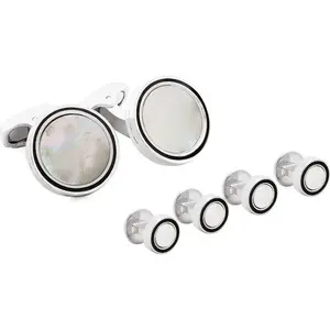 THOMPSON OF LONDON Tambor Mother-of-pearl Cuff Links & Studs Set