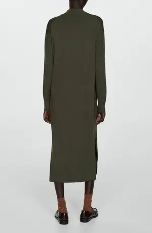 Mango Mock Neck Long-sleeve Sweater Dress