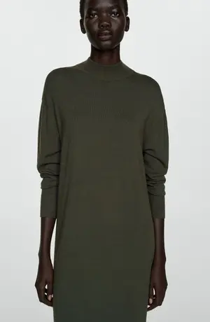 Mango Mock Neck Long-sleeve Sweater Dress