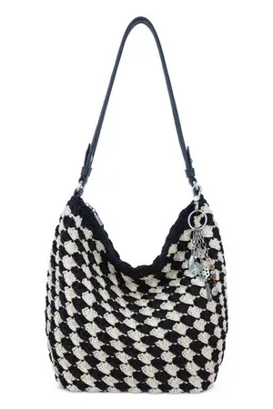 THE SAK Sequoia Crochet Hobo Bag - Black Ecru Shell