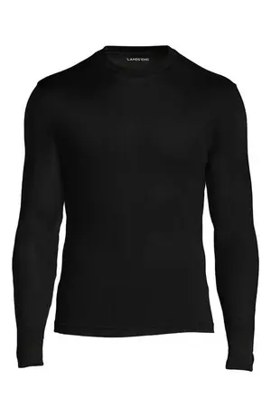 LANDS' END Silk Long Underwear Crew Neck - Black