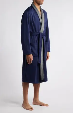 Nordstrom Essential Fleece Lined Robe - Navy Peacoat