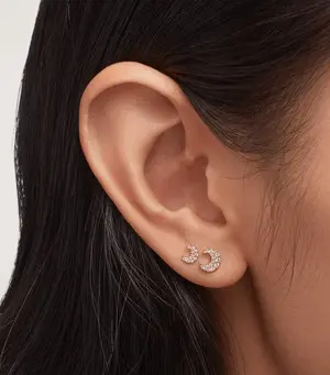 MARIA TASH Diamond Moon Single Threaded Stud Earring