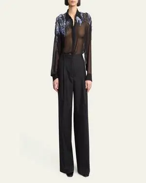 Dries Van Noten Porter Straight Leg Wool Pants