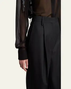 Dries Van Noten Porter Straight Leg Wool Pants