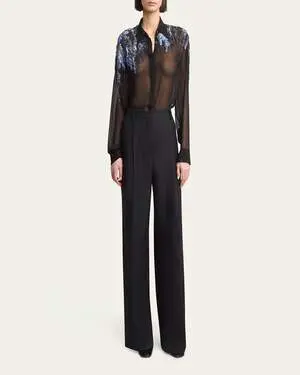 Dries Van Noten Chowy Embellished Chiffon Shirt
