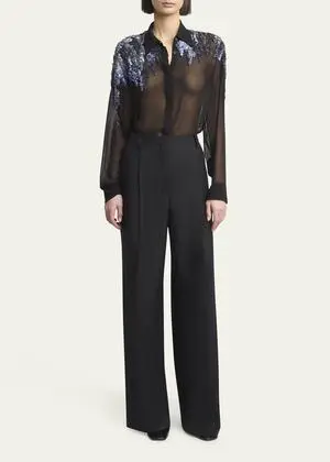 Dries Van Noten Chowy Embellished Chiffon Shirt